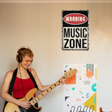 Musician Fusion | "Warning Music Zone" Metal Sign | Personalized Music ...